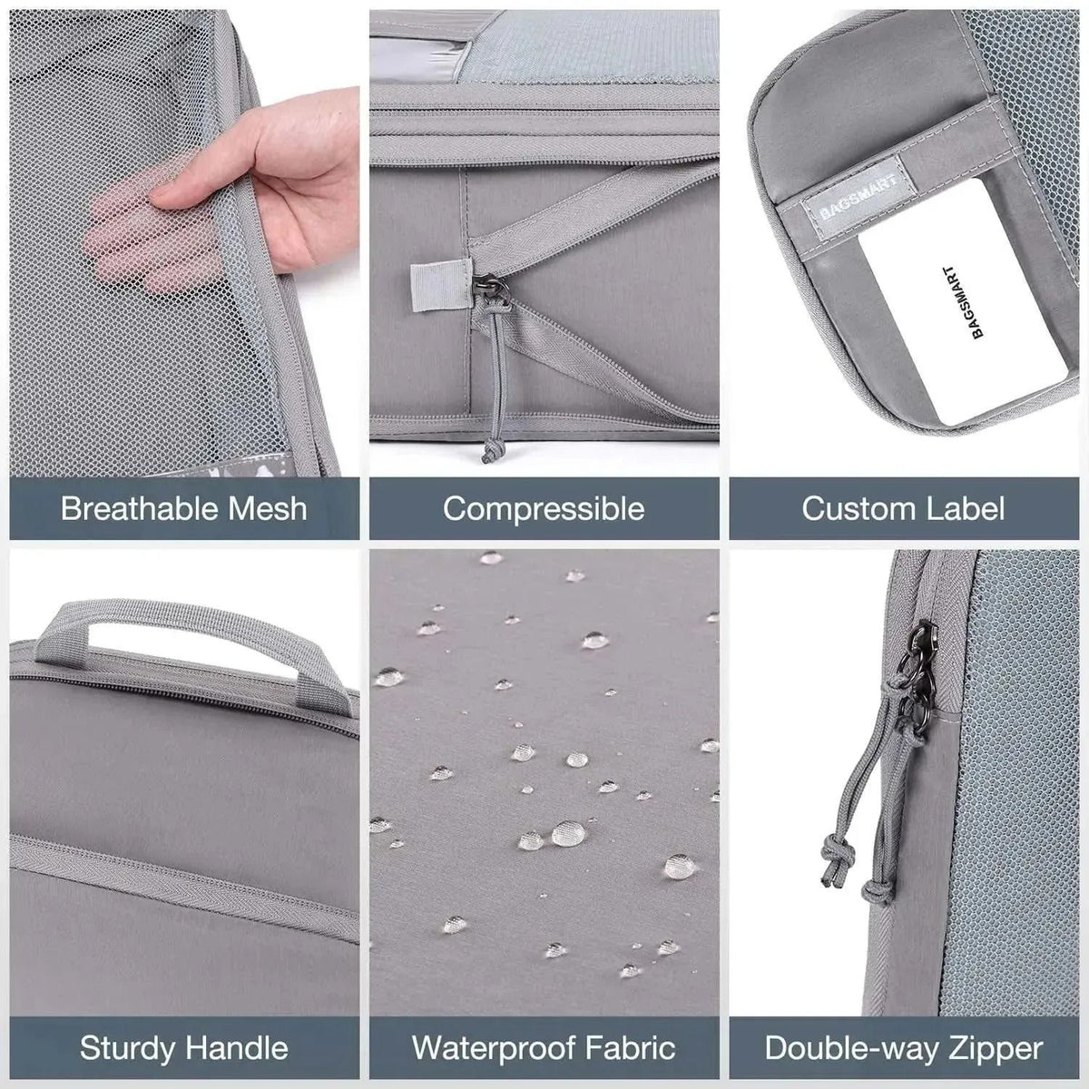 Bagsmart 6-In-1 Compression Packing Cubes (Grey) – The Planet Traveller