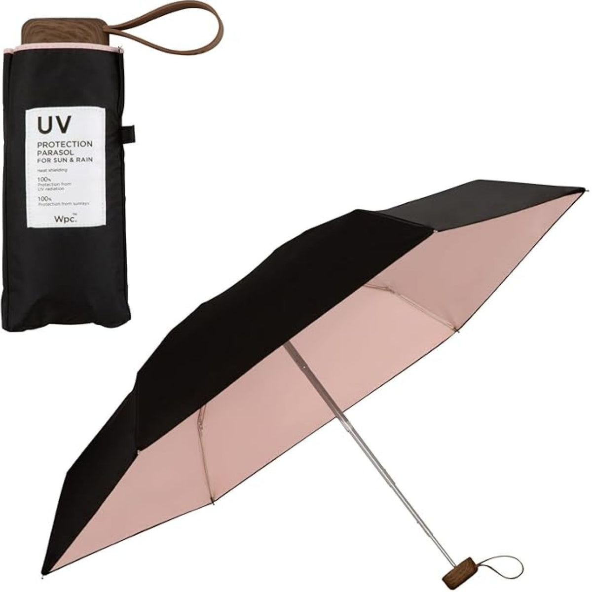 WPC Color Inside (2025) UV Protection Upf 50+ Umbrella 50cm (Black ...